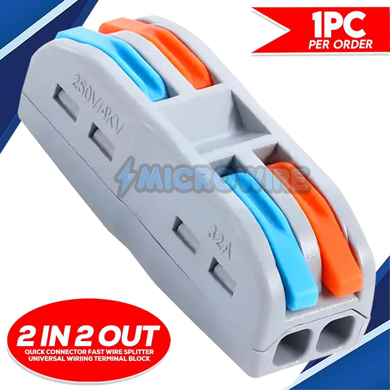 Quick Connector 2 IN 2 OUT 32A Fast Wire Splitter Universal Wiring ...