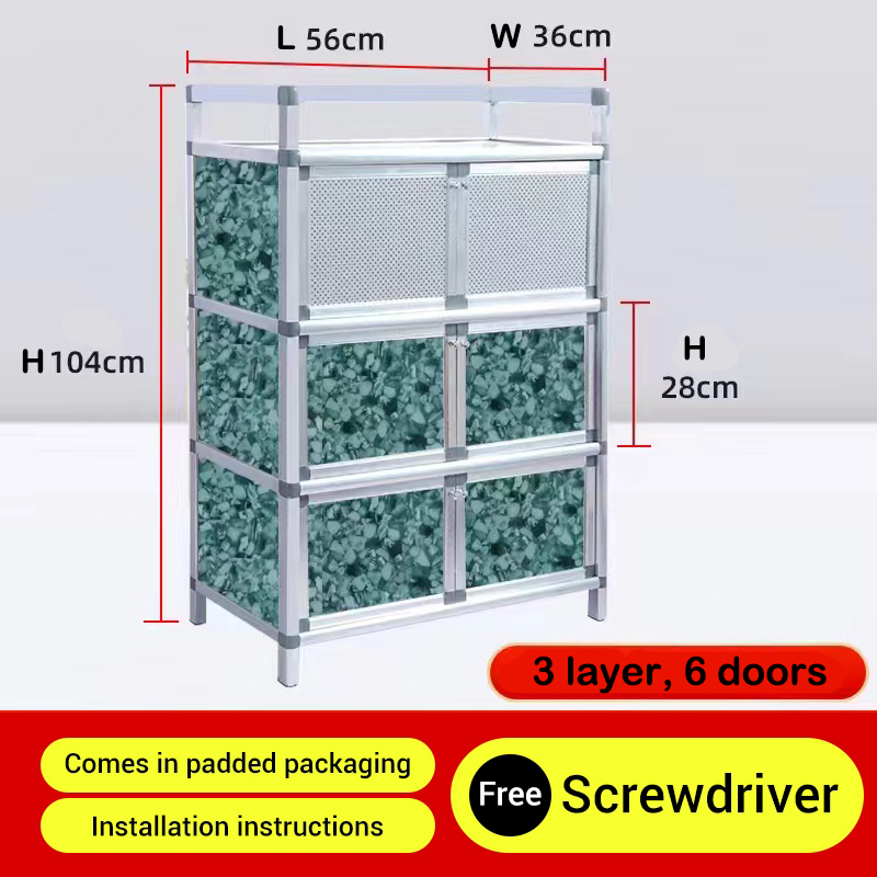 【Brand New】Stainless Steel Rack Cabinet Kitchen Cupboard Living Room ...