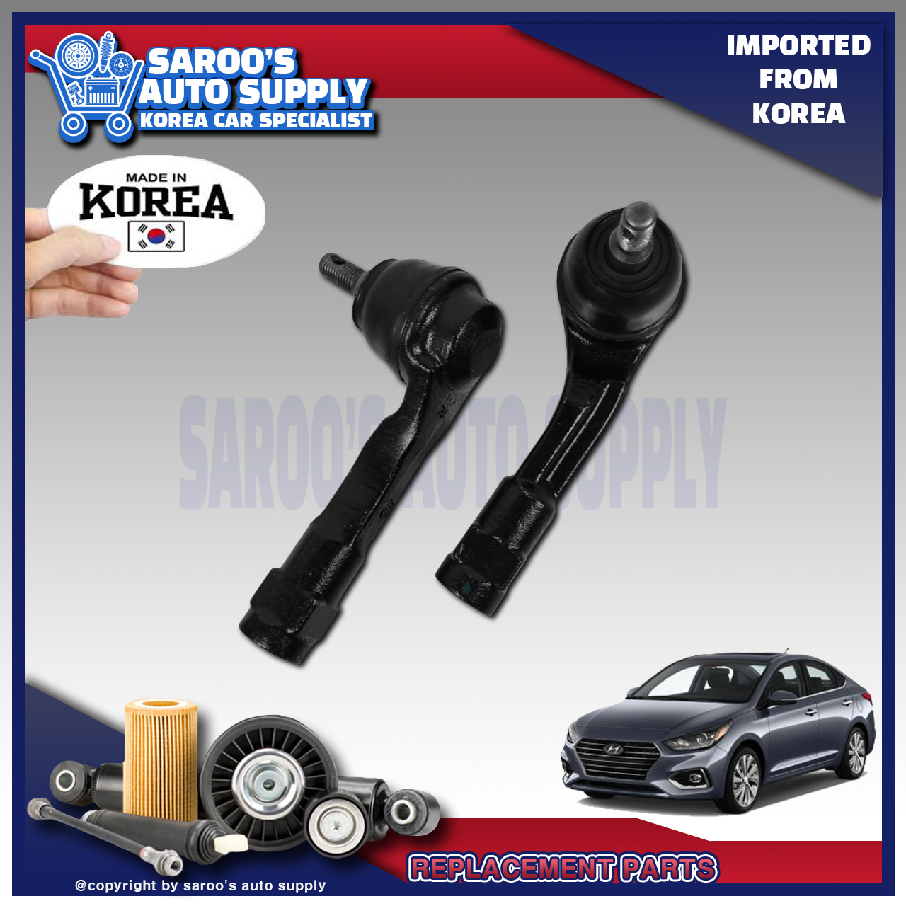 Tie Rod End Set For Hyundai Accent (19-22) , Made In Korea, Replacement ...