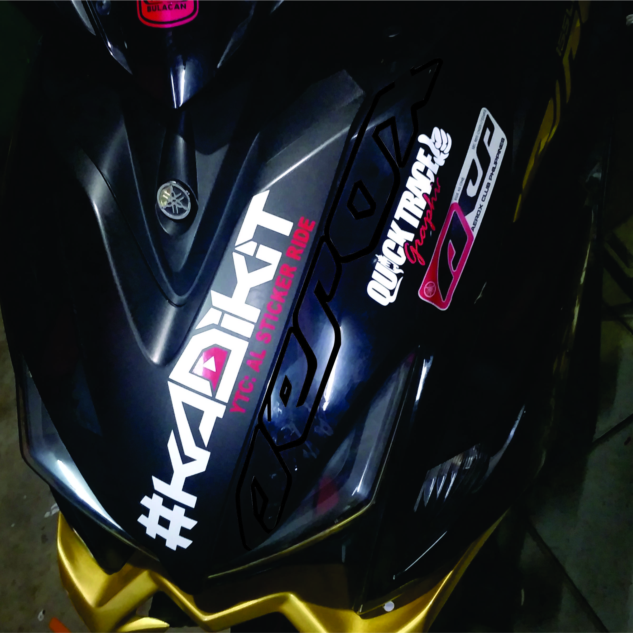 Yamaha AEROX STICKER DECALS (AEROX,KADIKIT,QTG) 3pcs. set WATERPROOF ...
