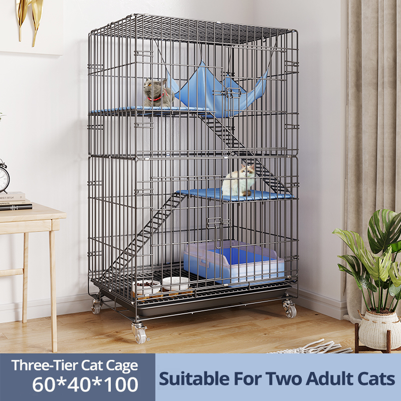 Cat Cage 2/3 Layer Stackable Pet Cage With Wheels Cat House Large Layer ...