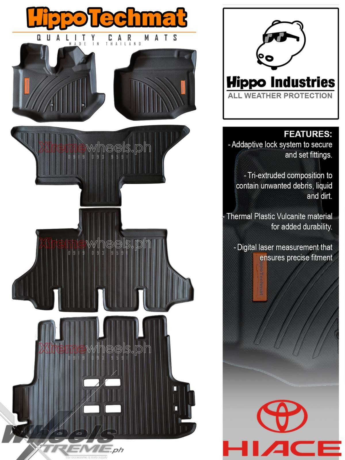 Toyota Hi ace Super Grandia 2007 to 2018 Thick Hippo Techmat Floor ...