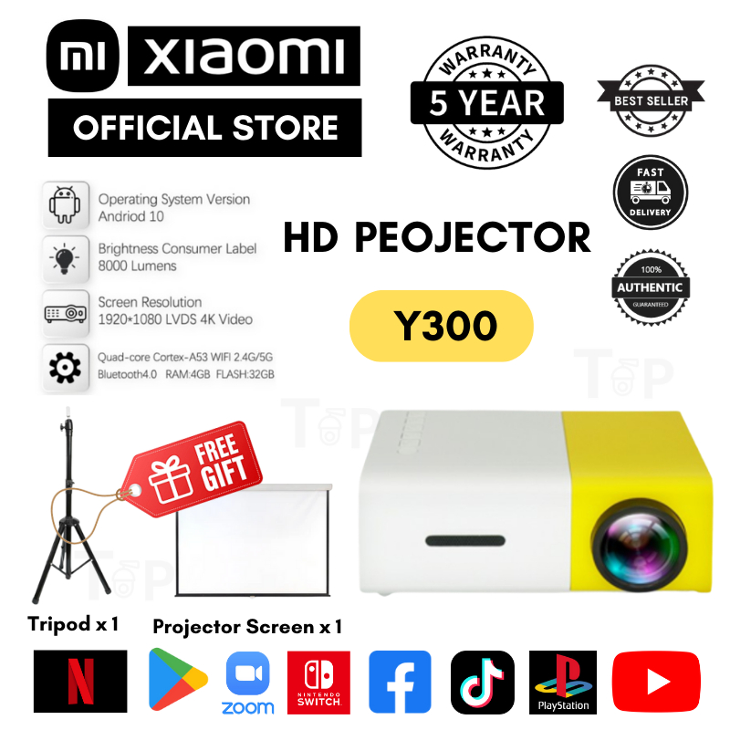 XIAOMI Projector 4K HD Portable Projector G86W 6000 Lumens Android ...
