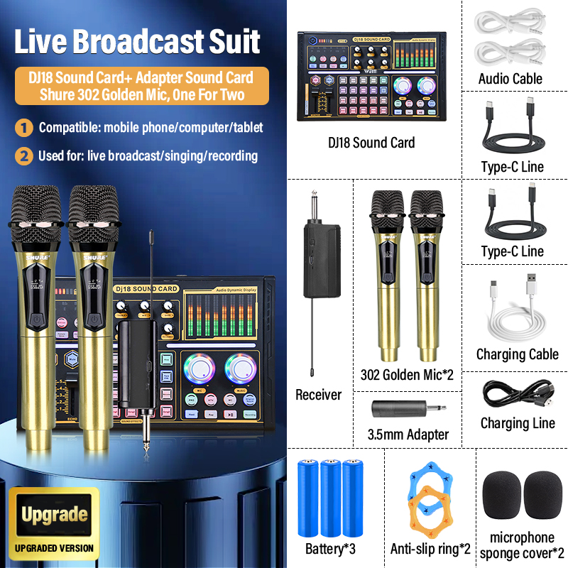DJ18 Live Sound Card Digital Mini Audio Mixer Console Live Video ...