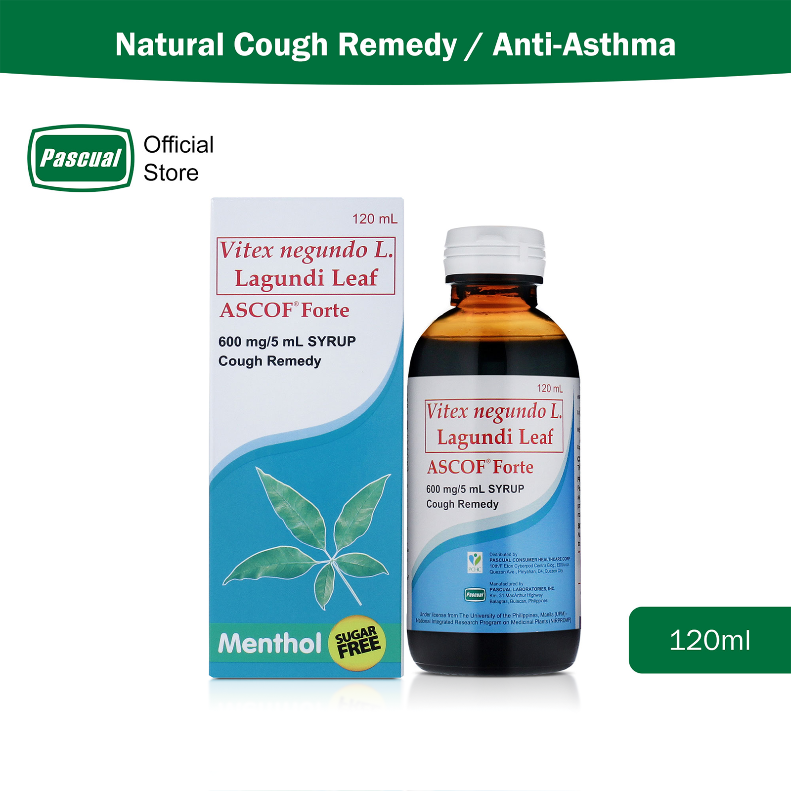 ASCOF® Forte 600mg / 5ml Syrup Menthol Sugar Free 120ml | Lazada PH