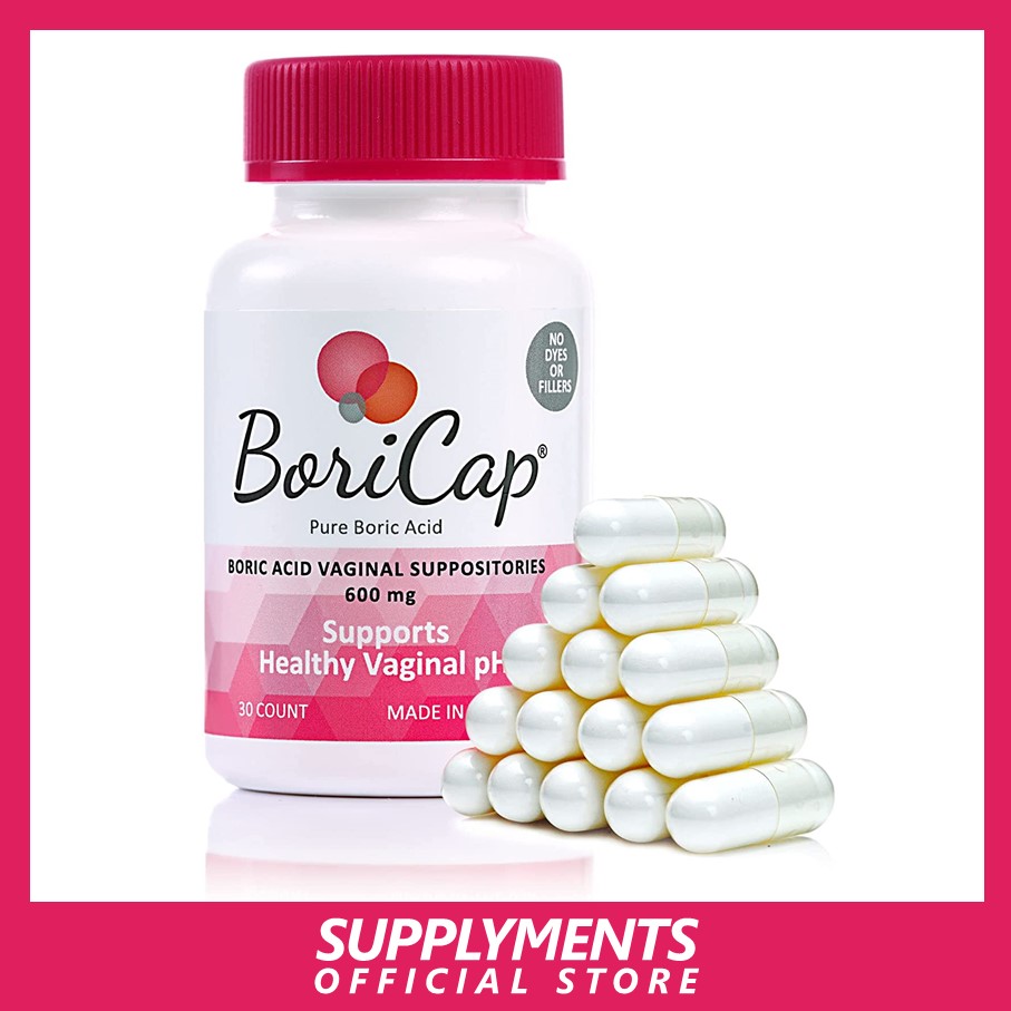 Boricap Boric Acid Suppositories 30 capsules for Vaginal Health, BV ...