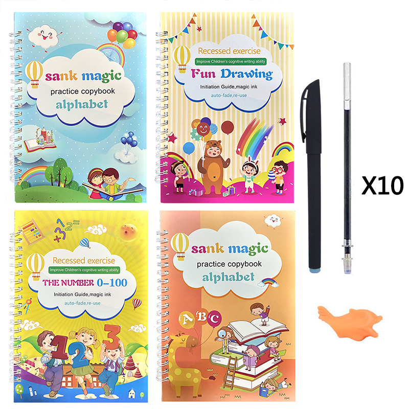 4Pcs/Set Magic Workbook for kids English Word Copybook with Pen ...