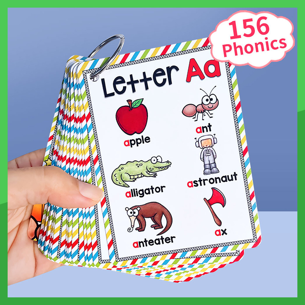 26 Letters Alphabet 156 Phonics English words Pocket Cards Baby ...