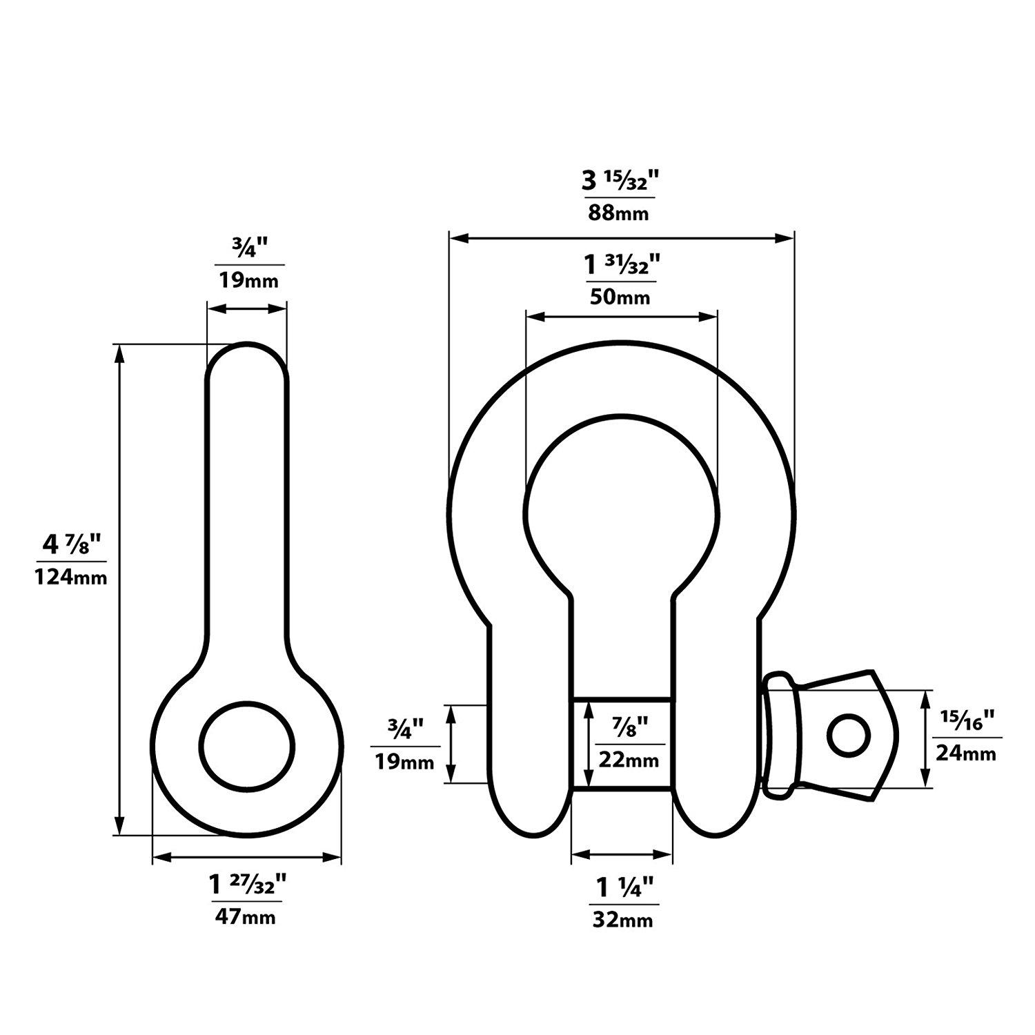 SR 7/8 BOW SHACKLE / D-RING / BUMPER ACCESSORIES (7/8) | Lazada PH