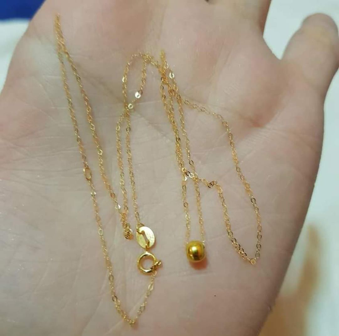 Pawnable 18k Saudi Gold Tauco Chain with 3mm Ball Pendant | Lazada PH