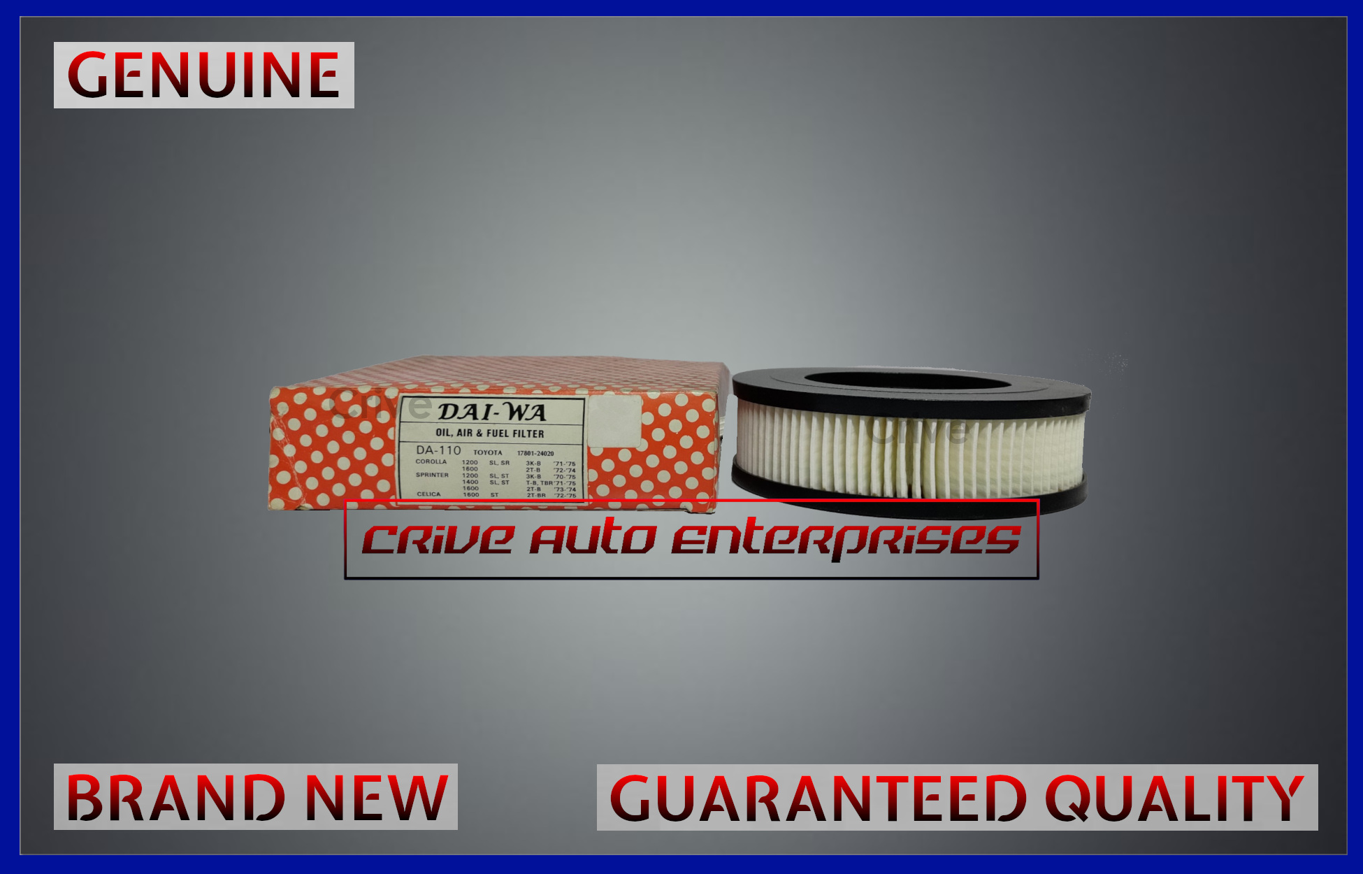 GENUINE Daiwa DA-110 Air Filter for Toyota Corolla [2T-B, 3K-B] (17801 ...