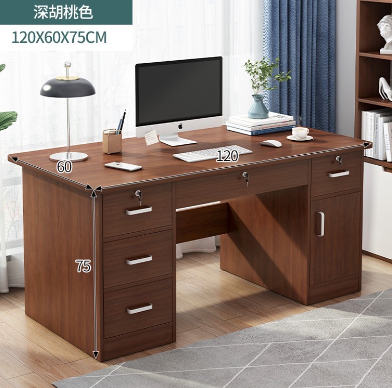 120cm x 60cm Office Computer Desk Desktop Table with Drawers and Three ...