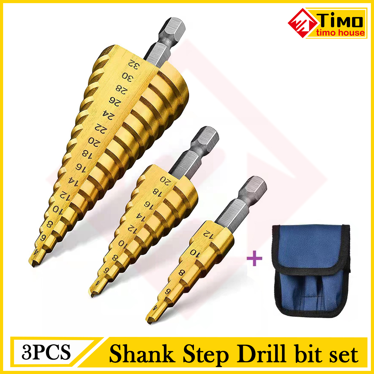 (3pcs/1pcs) HSS High Speed Steel Titanium Hex Shank Step Drill Bit Set ...