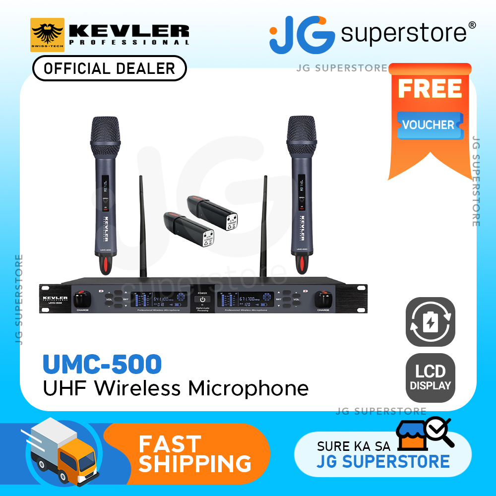 KEVLER UMC-500 Dual UHF 1100mAh Wireless Rechargeable Microphone with ...