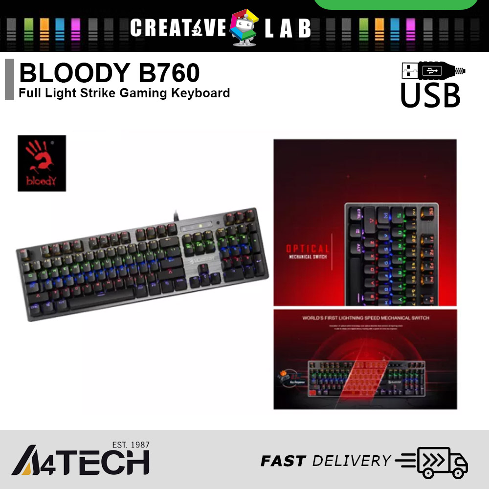 A4Tech Bloody B760 Full Light Strike Gaming Keyboard | Lazada PH