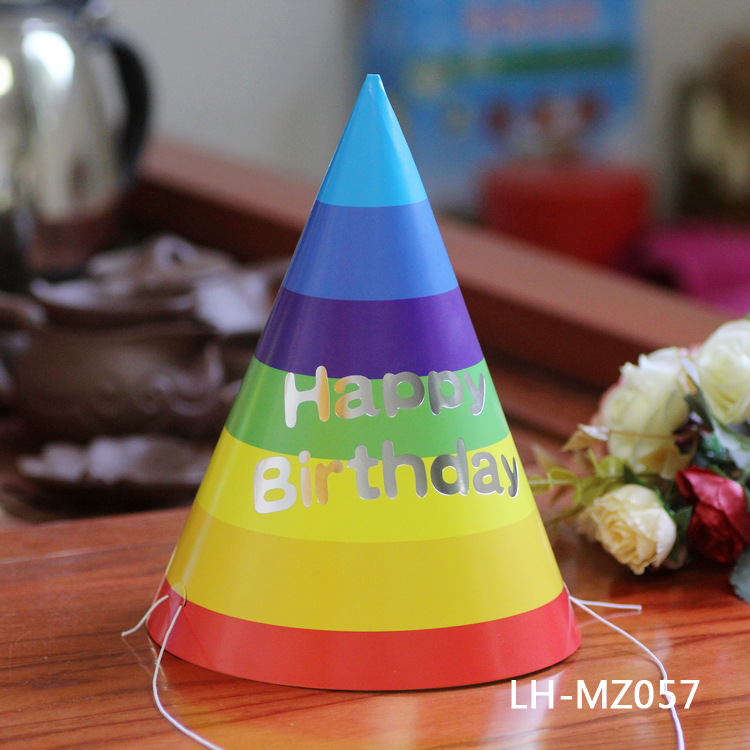 DIY Paper Birthday Hat Rainbow Color Happy Birthday Hats Disposable ...