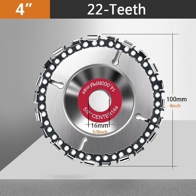 4/5 Inch Wood Carving Chain Disc 4 Inch 22 Teeth Saw Blade Grinder Wood ...