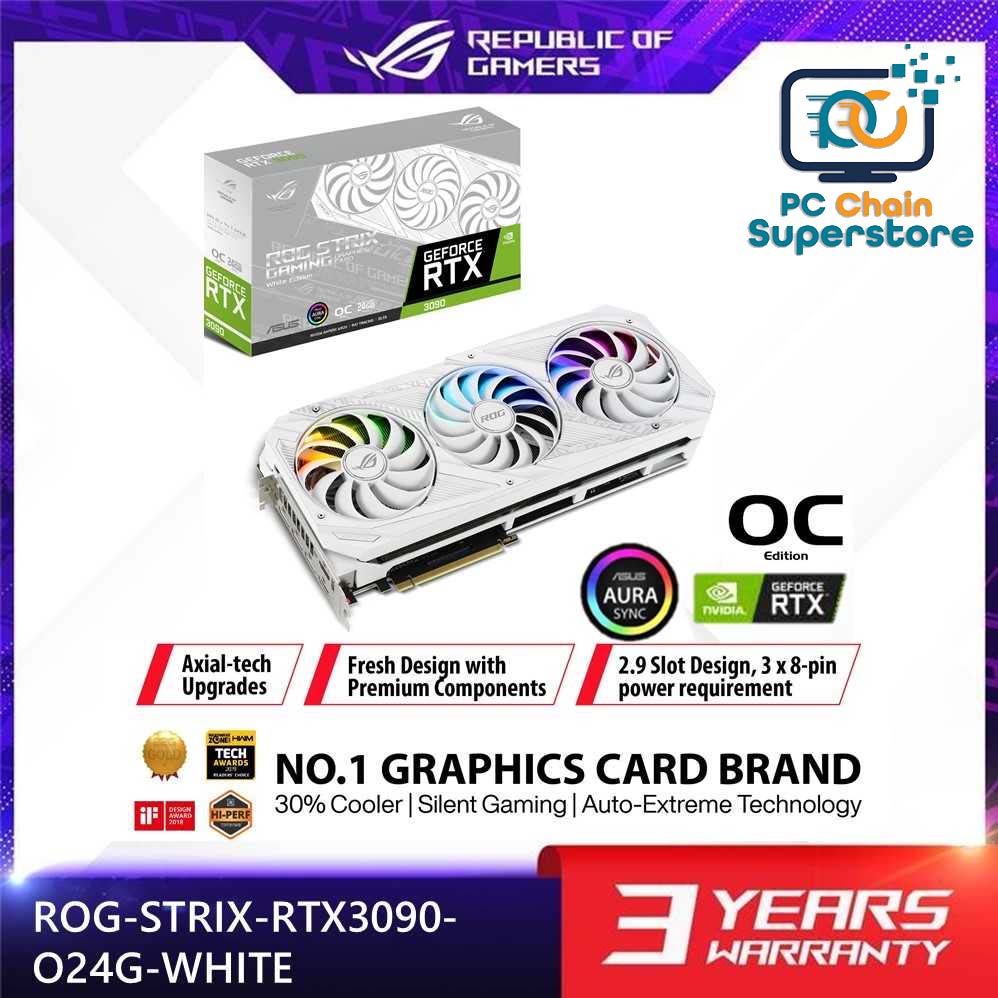 ASUS ROG Strix RTX 3090 White OC Edition Graphics Card ( ROG-STRIX-RTX3090-O24G-WHITE ) | Lazada PH