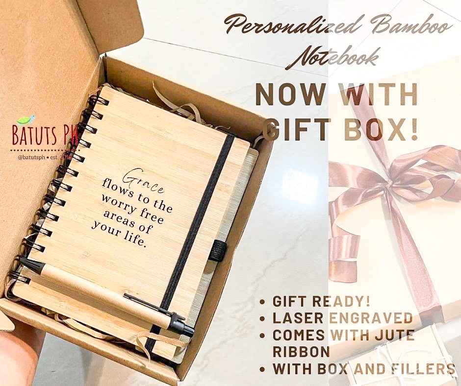 BatutsPh - Personalized Bamboo Notebook Gif Set - Laser Engraved ...