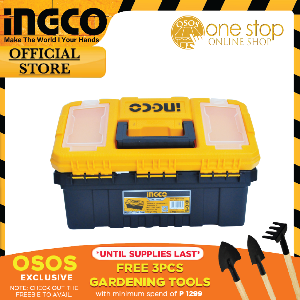Ingco Original 14" Plastic Tool Box with Removable Tray PBX1401 •OSOS• | Lazada PH