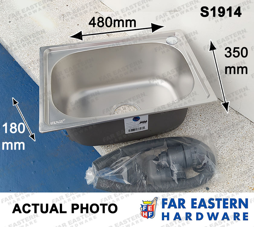 SUGI JAPAN Kitchen Sink Single | Double Stainless Steel w/ Drain P-Trap ...