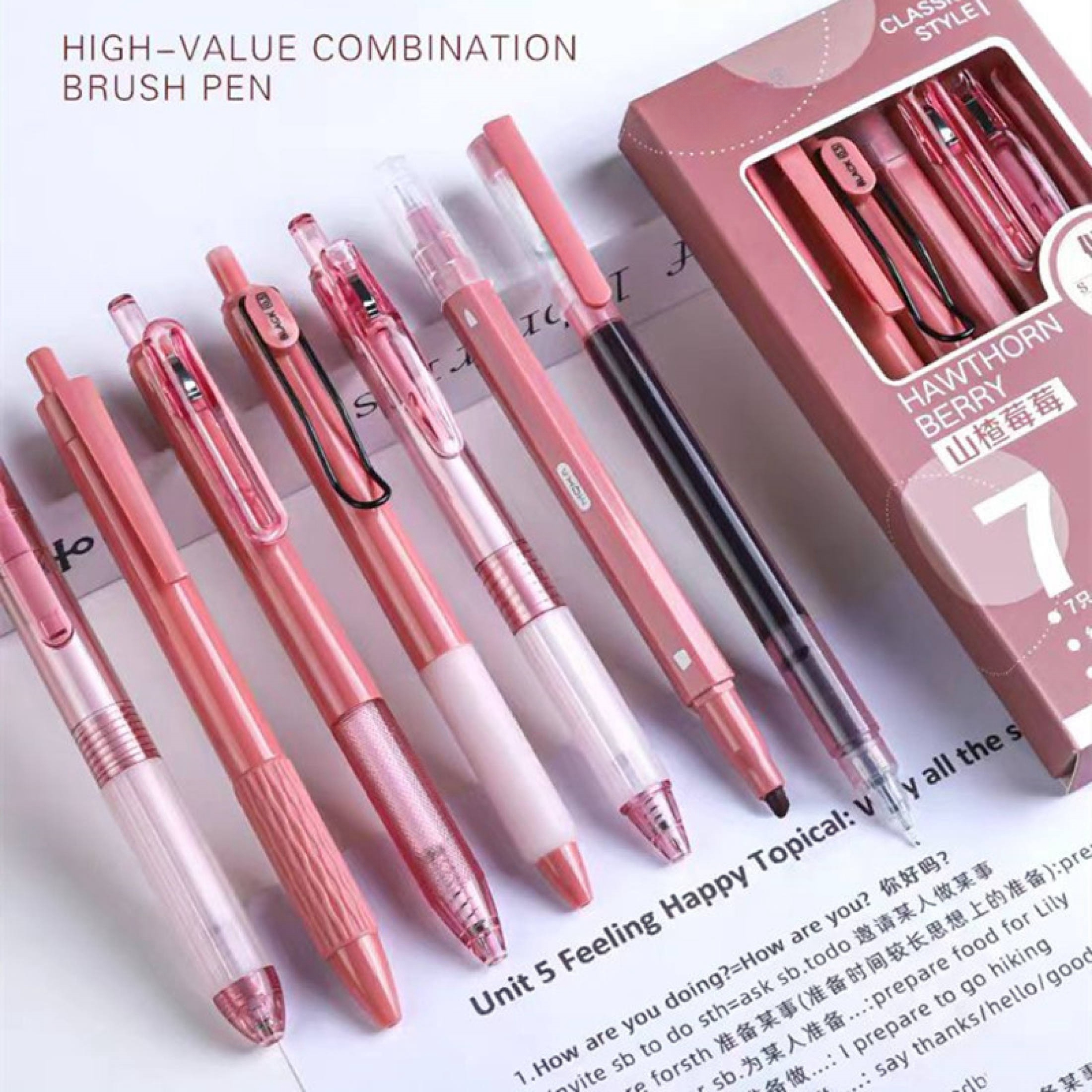 7Pcs/box Retractable Pen 0.5mm Black Ink Ballpen Gel Pen Colorful Style ...