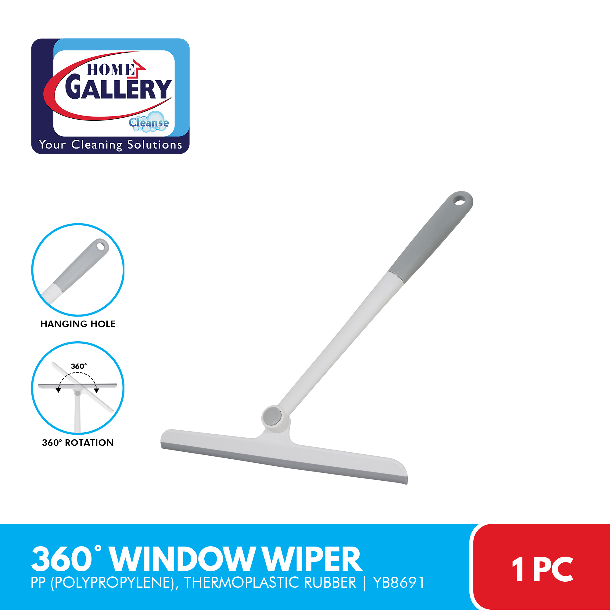 Home Gallery 360° Window Wiper | Durable Squeegee | Wipes off Tiles, Mirrors, Shower Doors ...