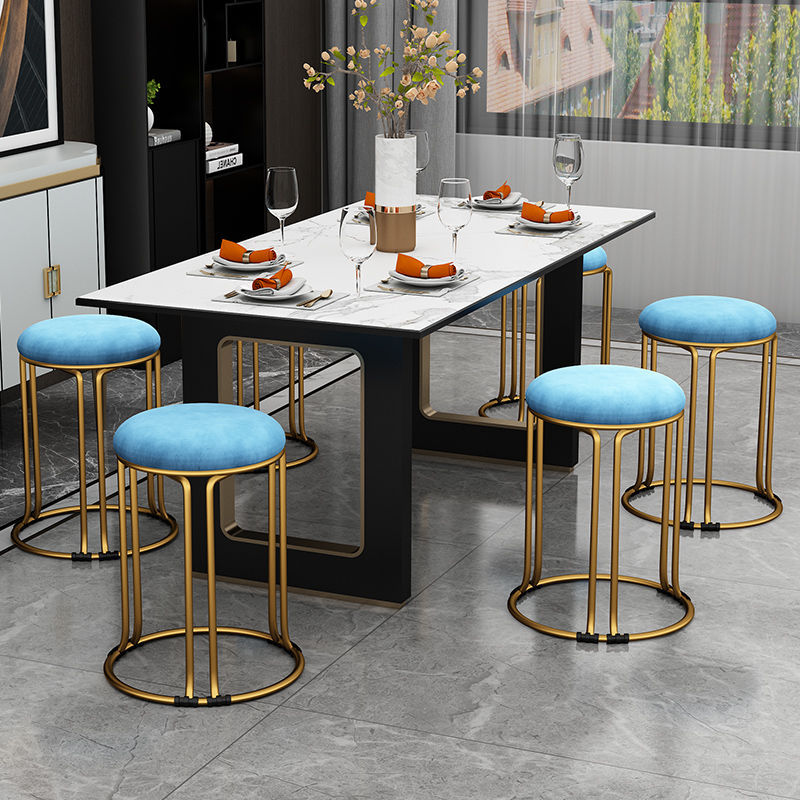 New Latest Learther Fabic Light Luxury Steel Stool Stackable Low Stool ...