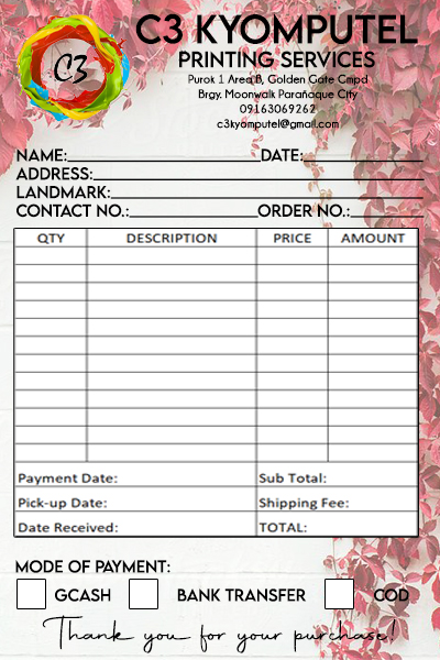 Personalized receipt Customized receipt sales invoice | Lazada PH