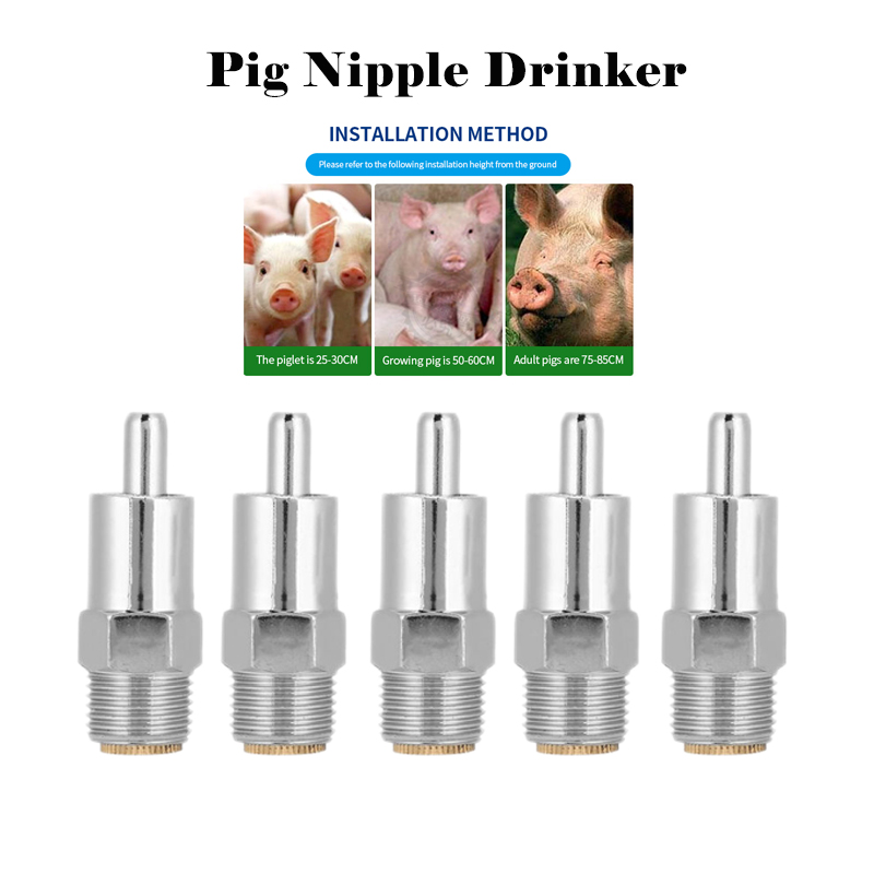 1/2 NPT Stainless Steel Automatic Pig Nipple Drinker Livestock Waterer ...