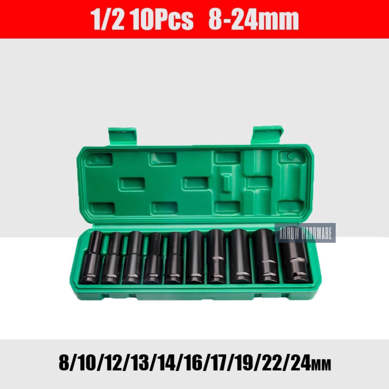 Impact Wrench Socket 20 pcs Set 1/2'' Electric Power Tool Hex Socket ...