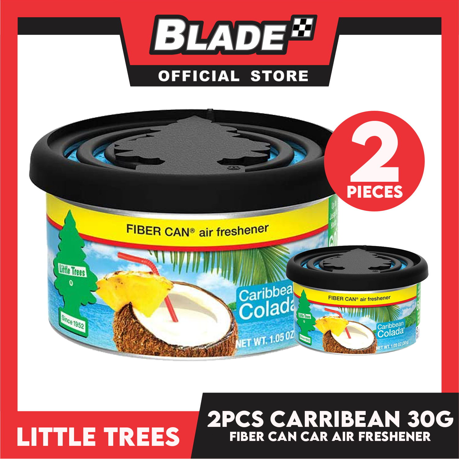 2pcs Little Trees Fiber Can Air Freshener 30g (Carribean Colada) Fiber ...