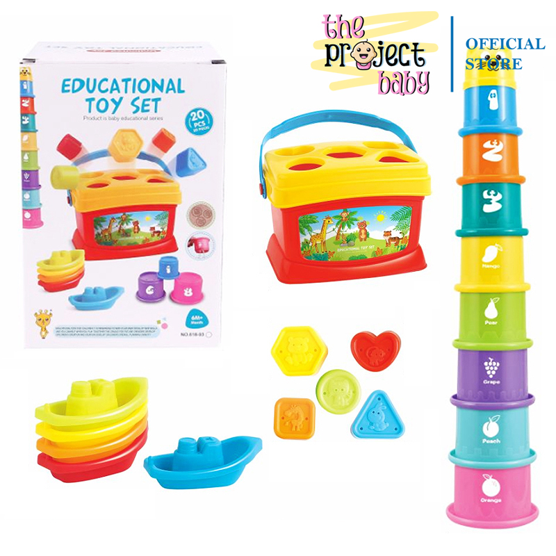 Stacking Cups Baby Toy - Sorting Shapes Building Blocks Educational ...