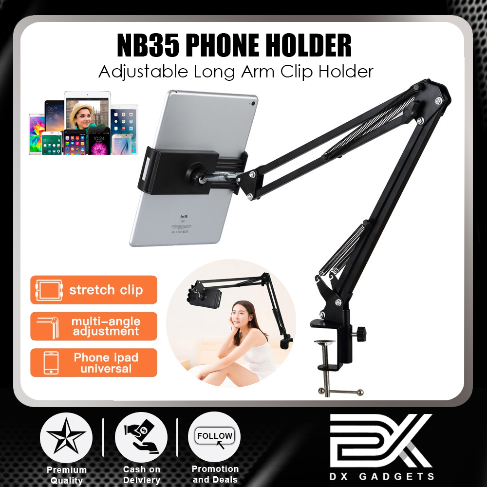 Rotating Adjustable Long Arm Clip Phone Holder Fixed Lazy Holder ...