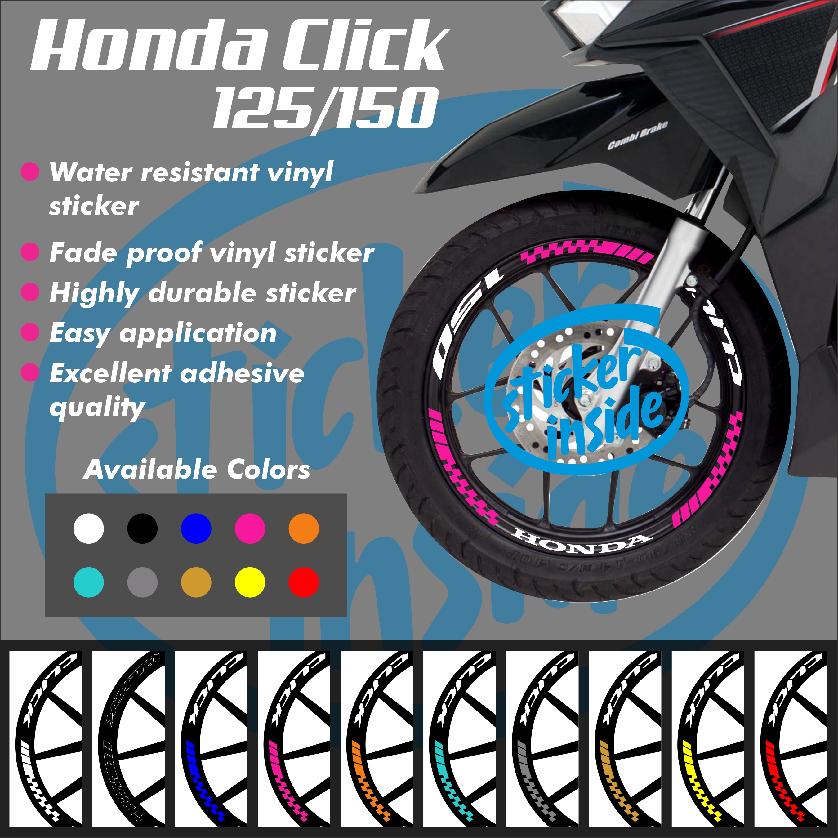 Honda Click 125/150 Mags Sticker Decals Reflectorized and Non ...
