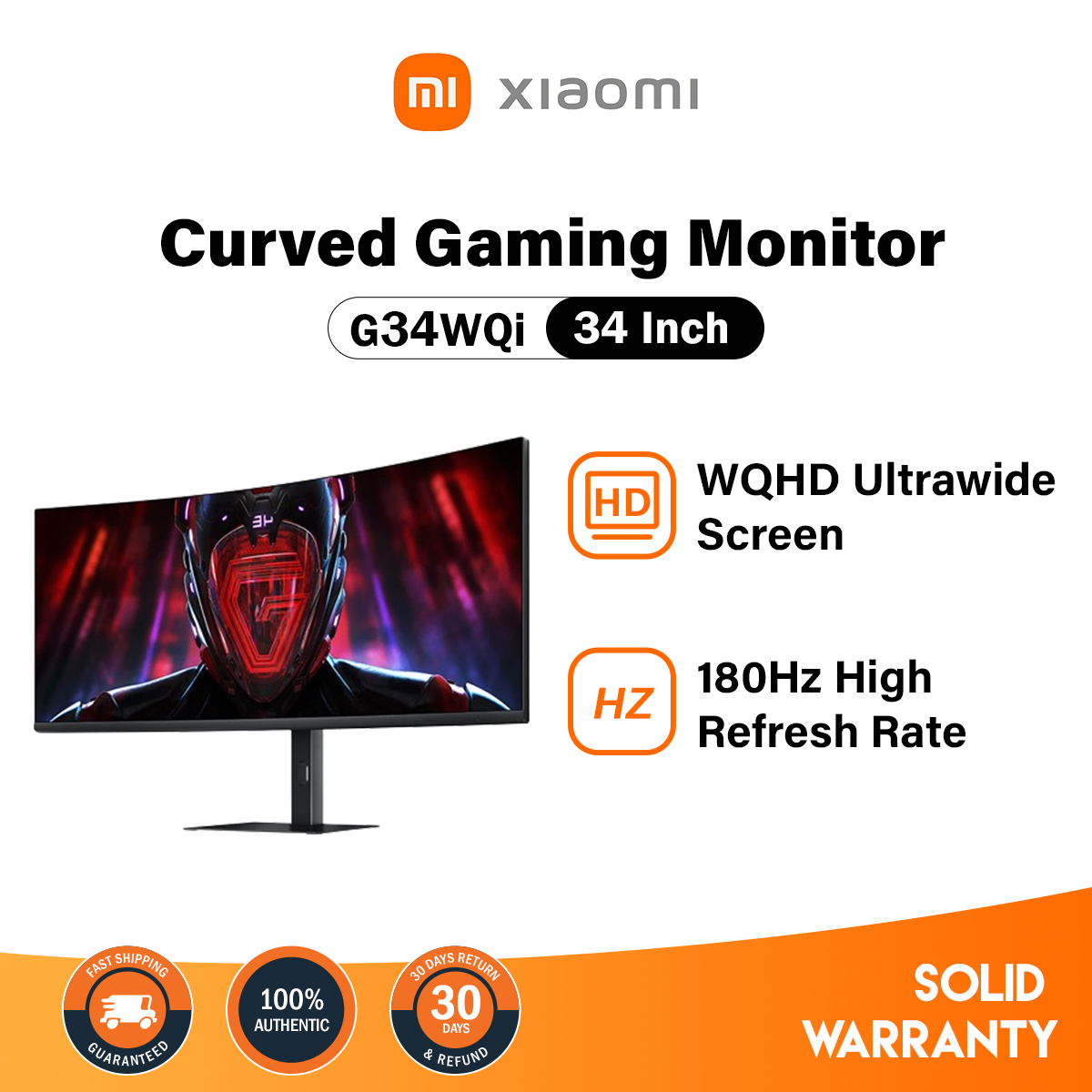 【1 Year Warranty】Xiaomi G34i 34 Inch Curved Gaming Monitor G34WQi 180Hz ...