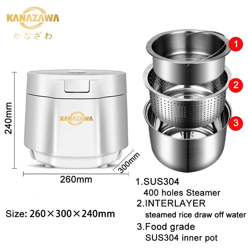 KANAZAWA mulitfunctional touchscreen low sugar rice cooker 5L with 6 ...
