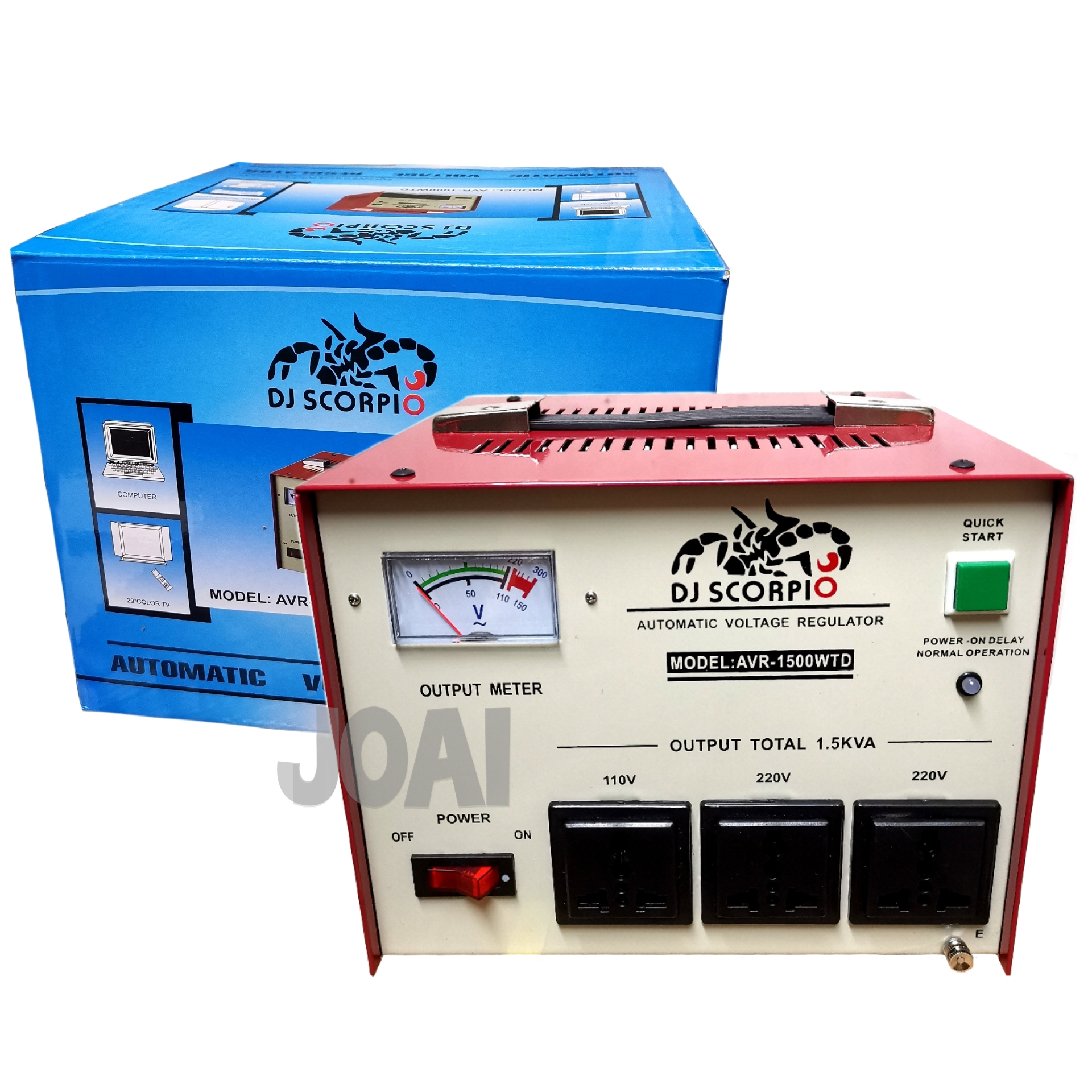 DJ SCORPIO AVR-1500WTD AUTOMATIC VOLTAGE REGULATOR with POWER ON DELAY ...