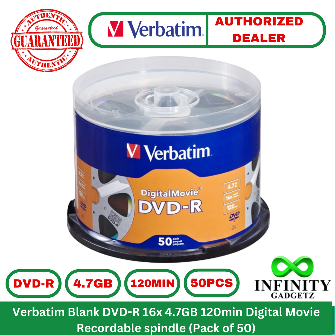 Verbatim Blank DVD-R 16x 4.7GB 120min Digital Movie Recordable (Pack of ...