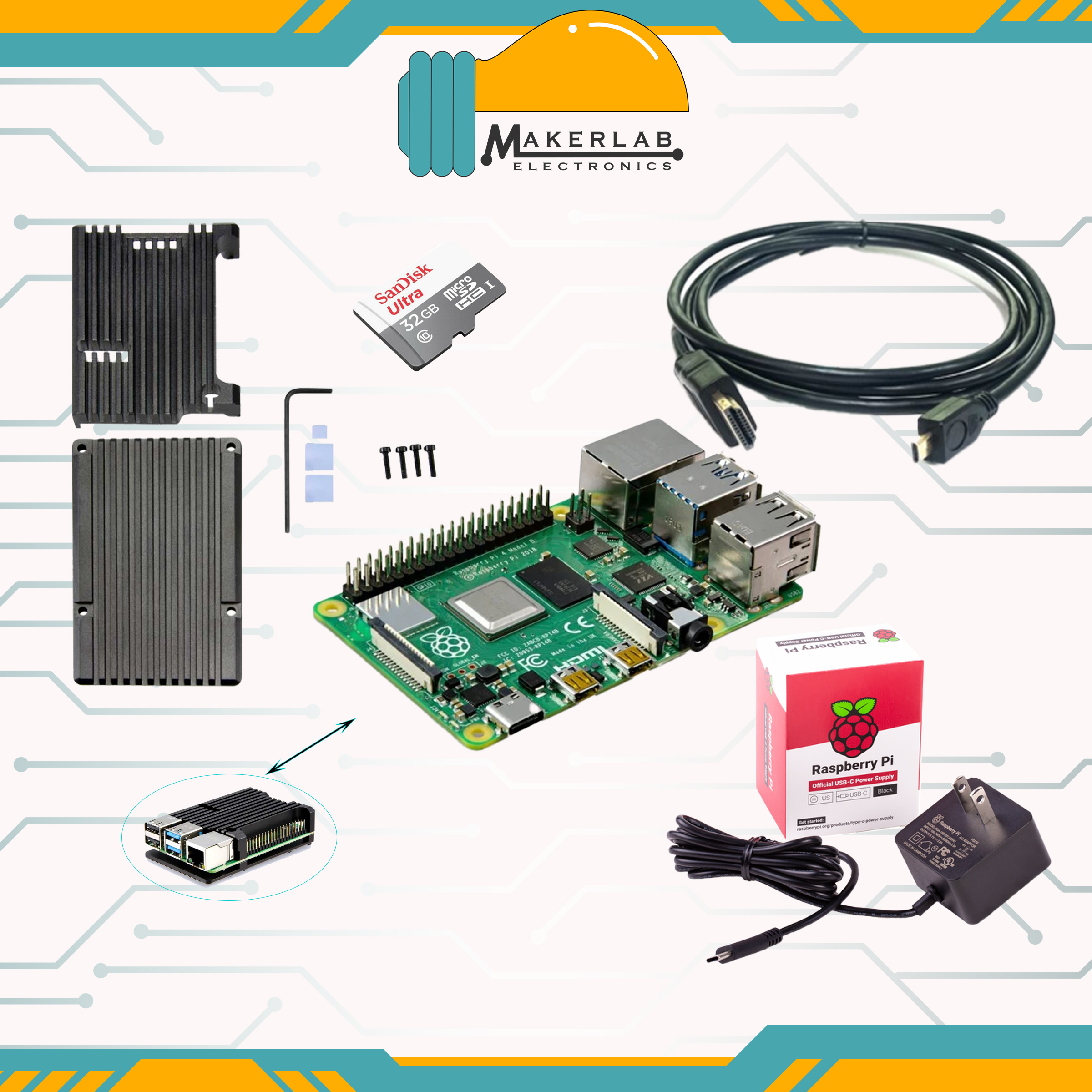 Raspberry Pi 4 Model B 8GB RAM Starter Kit OKdo Kit (Not Compatible ...