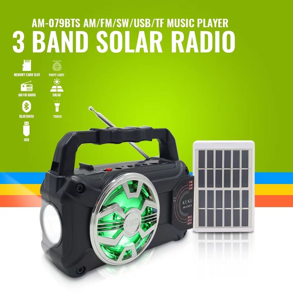 HUAYU Kuku AM-079BTS Rechargeable Solar AM / FM Radio with USB / SD ...