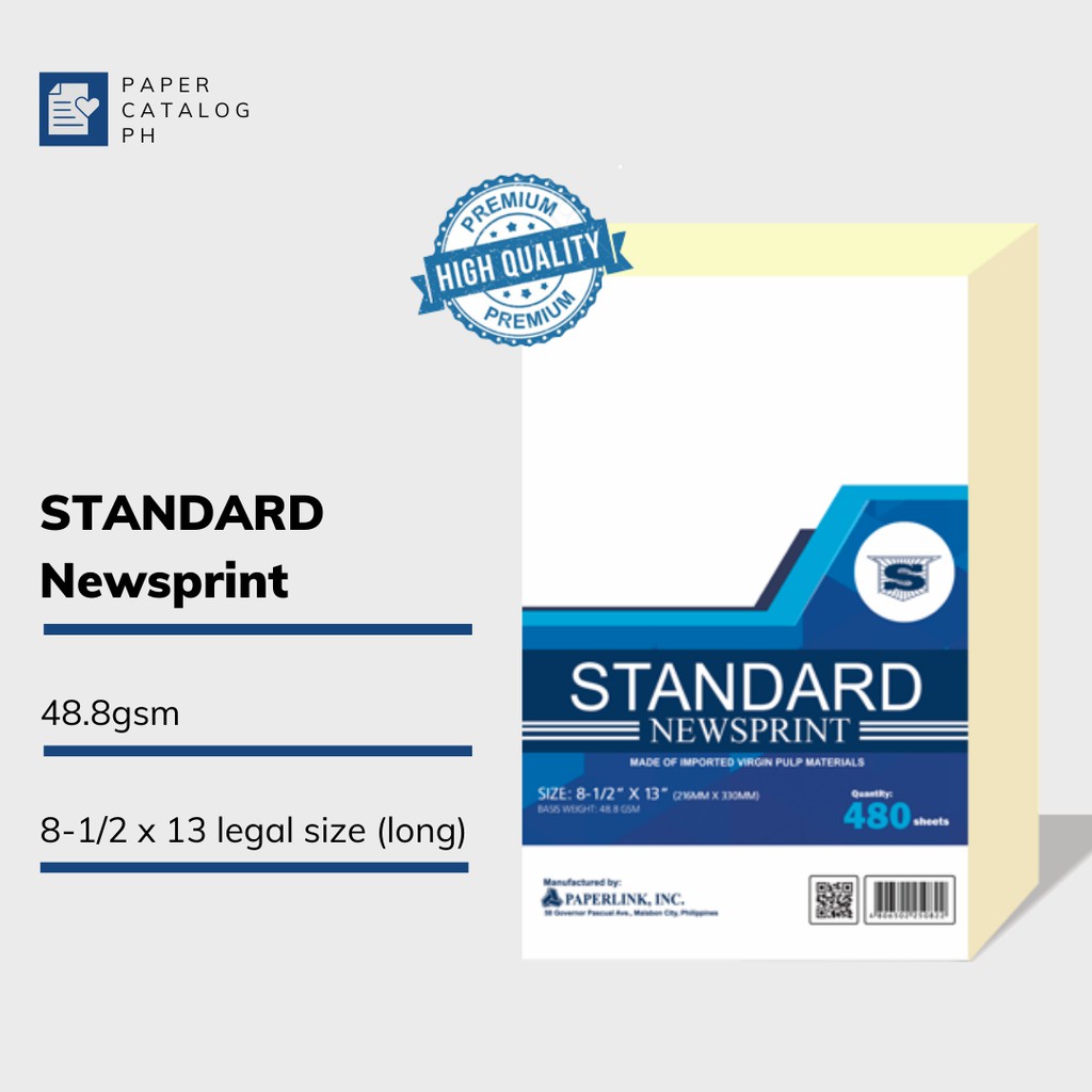 STANDARD White Newsprint (48.8gsm) (Short, Long) | Lazada PH