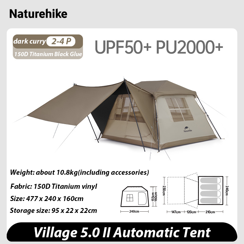 Naturehike Village 5.0 2 generation Quick Open Tent outdoor camping automatic tent Titanium ...