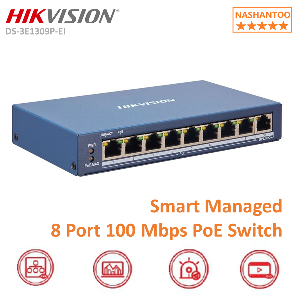 HIKVISION DS-3E1309P-EI 8Port Fast Ethernet Smart Managed Switch ...
