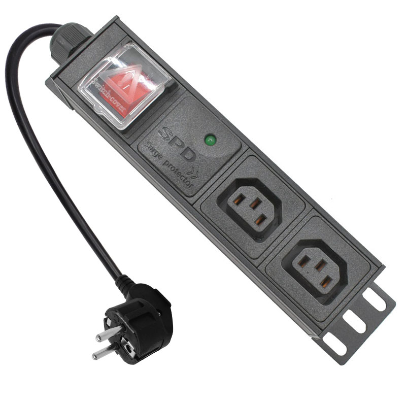 PDU POWER STRIP Surge Protector IEC C13 output Socket EU Plug 2M ...