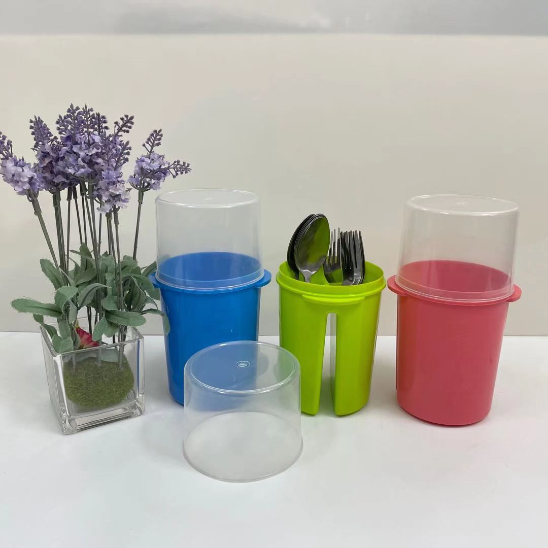 Round Plastic Spoon and Fork Holder With Cover 1 Pc (205) | Lazada PH