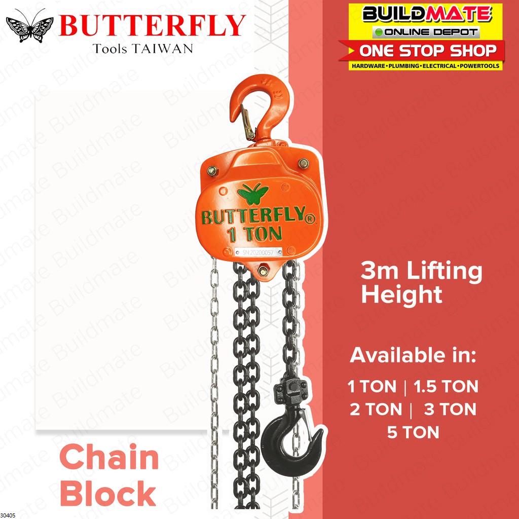 BUTTERFLY Taiwan Heavy Duty Chain Block 1 TON x 3M #932 BUILDMATE ...