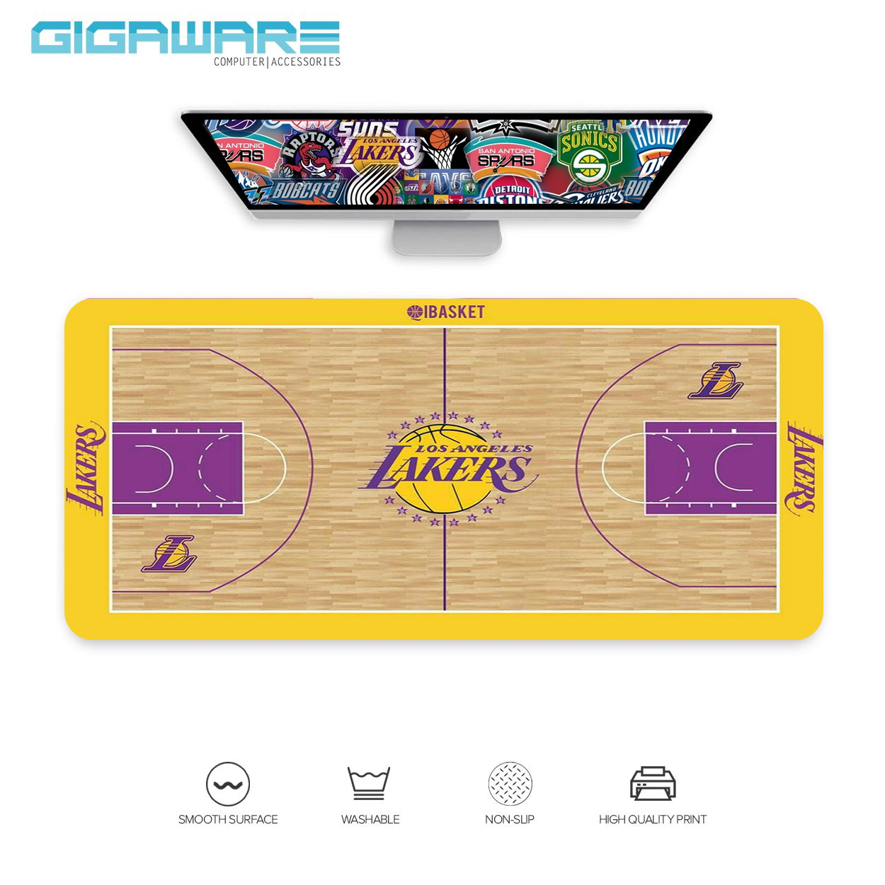 Gigaware NBA Court Design Extended Mouse Pad Gaming Mousepad Design ...