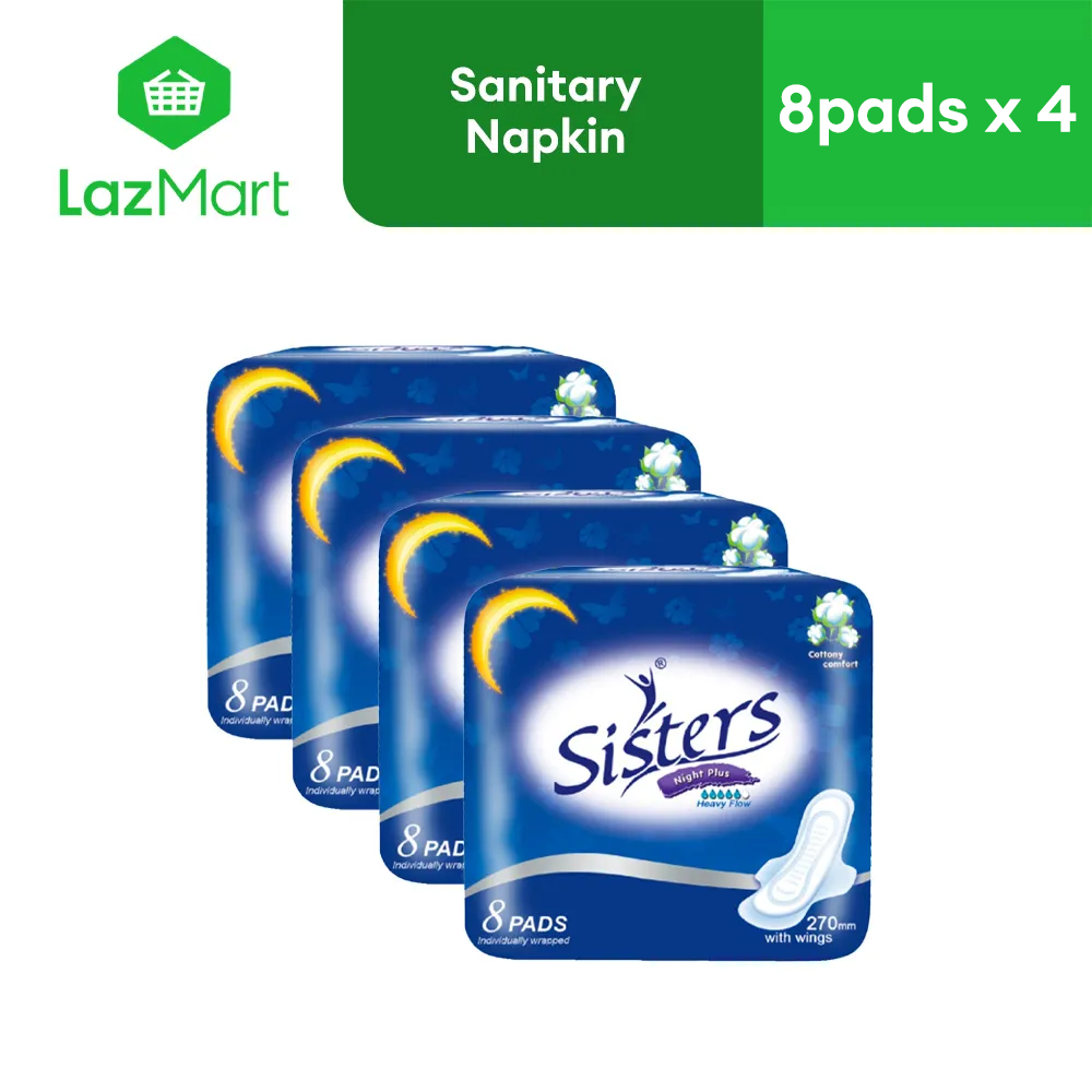 Sisters Night Plus Heavy Flow Cottony Comfort 8 Pads- Pack of 4 | Lazada PH
