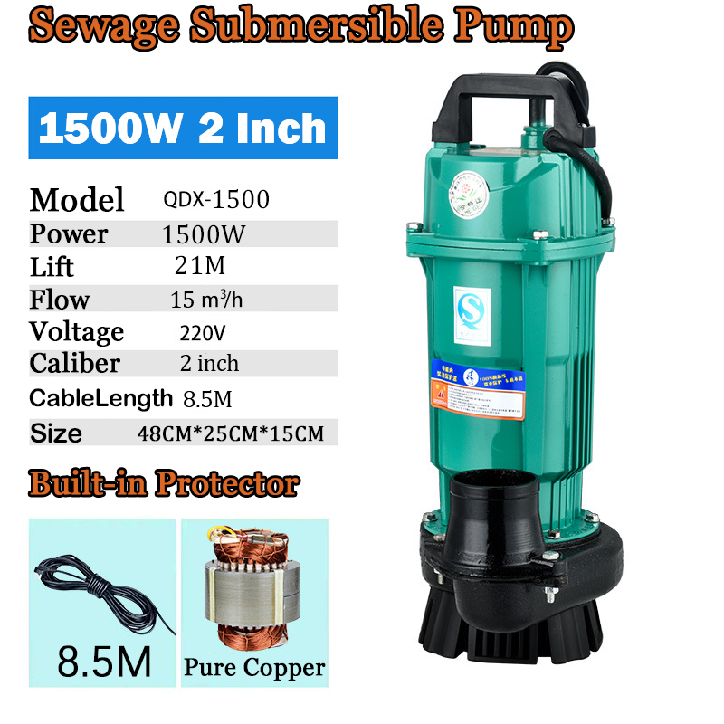 Submersible Pump Heavy Duty 220V 1500W/1100W/450W (3HP/2HP/1HP) High ...